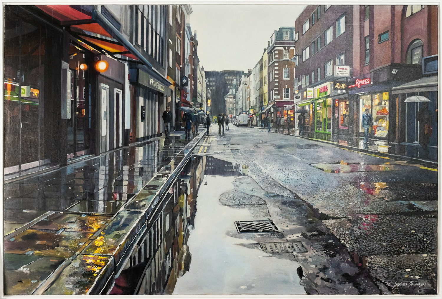 That Puddle on Old Compton Street by Jonathan Stewardson, Original Oil ...